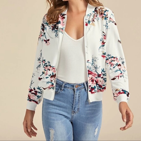 Jackets & Coats | Floral Print Light Weight Bomber Jacket | Poshmark